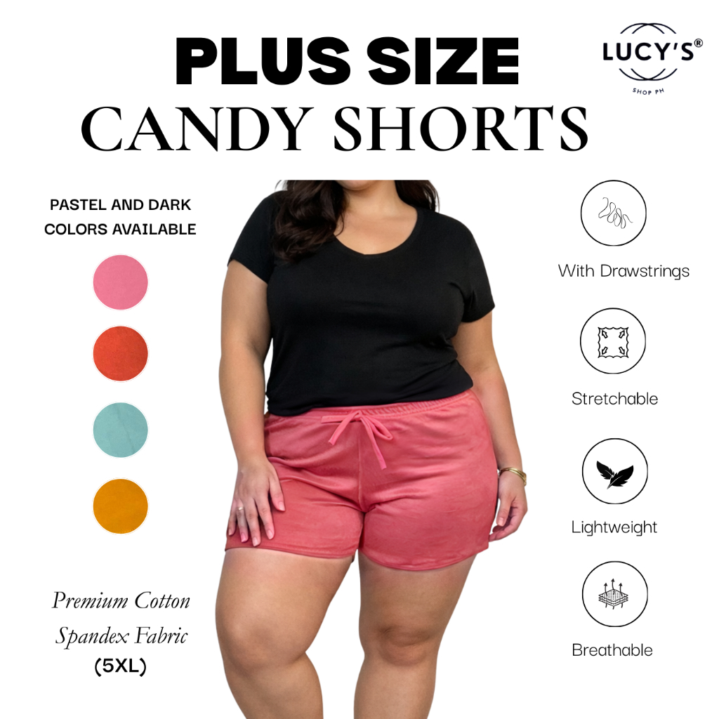 Lucy Plus Size Candy Shorts 5XL (31-58 inches) Soft & Comfy Bottoms for ...
