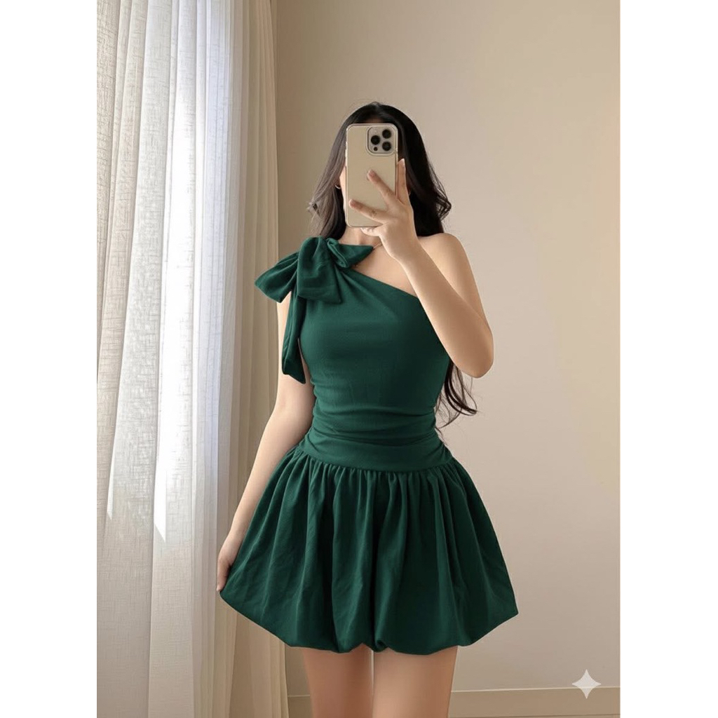 Ayana Ribbon One Shoulder Mini Puffball Dress | Shopee Philippines