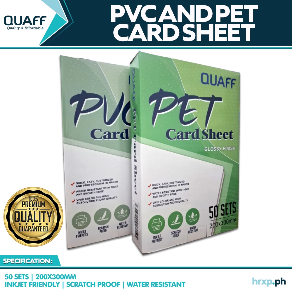 QUAFF PET Sheets / PVC Sheets for ID Card Printing 50sets 200x300mm ...