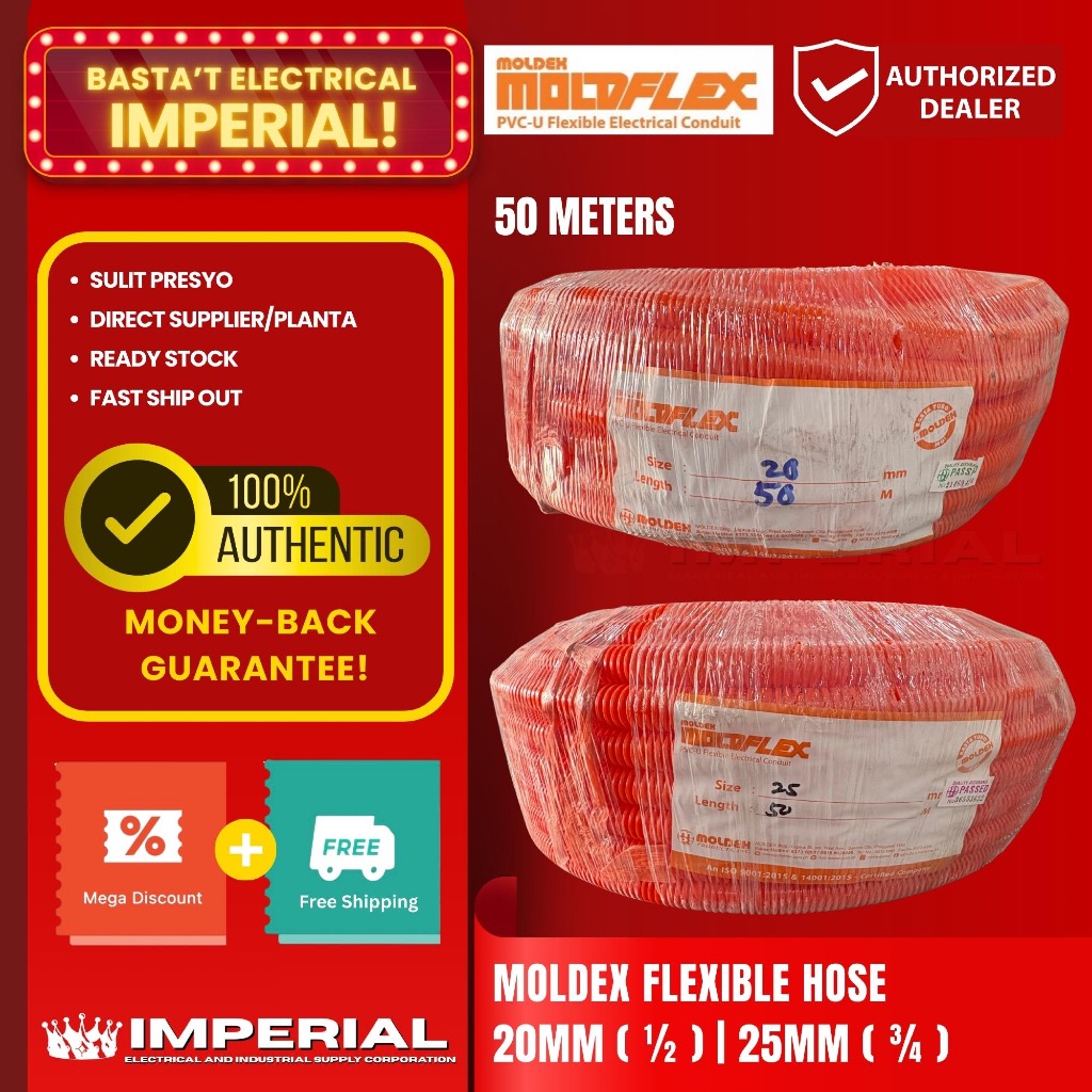 Moldex Moldflex by IMPERIAL PVC Flexible Hose Conduit 20mm 1/2 ( 50 ...