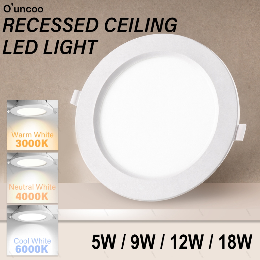 O'uncoo Pin Light LED Ceiling Tri Colors 3500K/4000K/6500K Recessed ...
