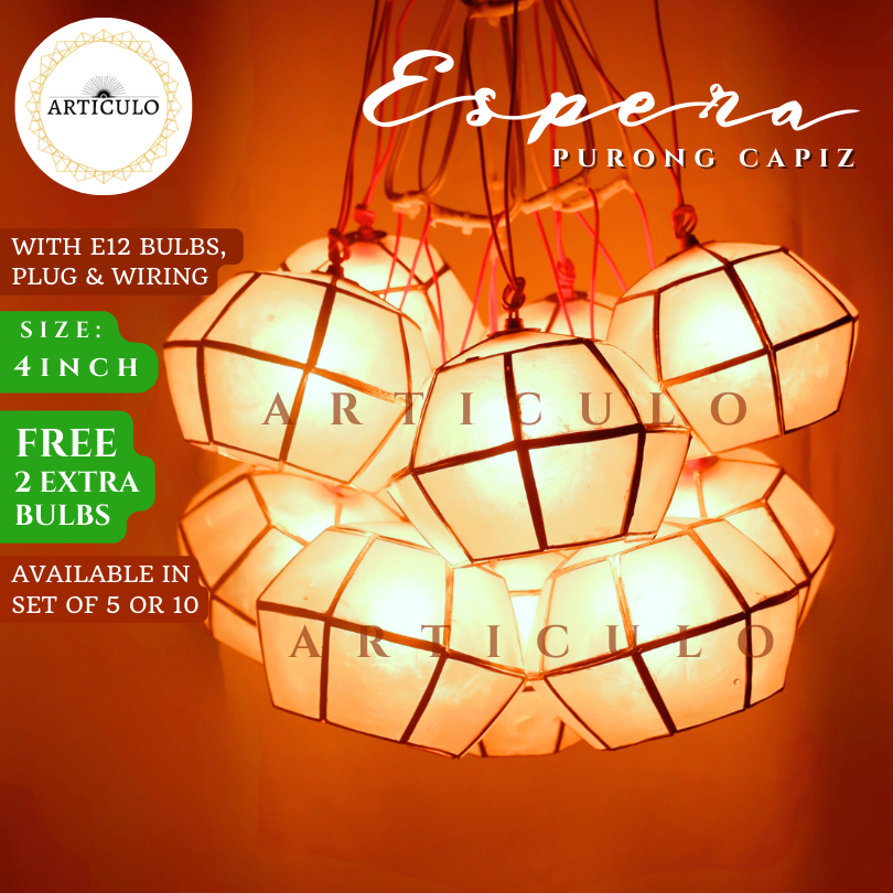 ARTICULO capiz light: 4inch ESPERA ( authentic capiz ball WITH LIGHTS ...