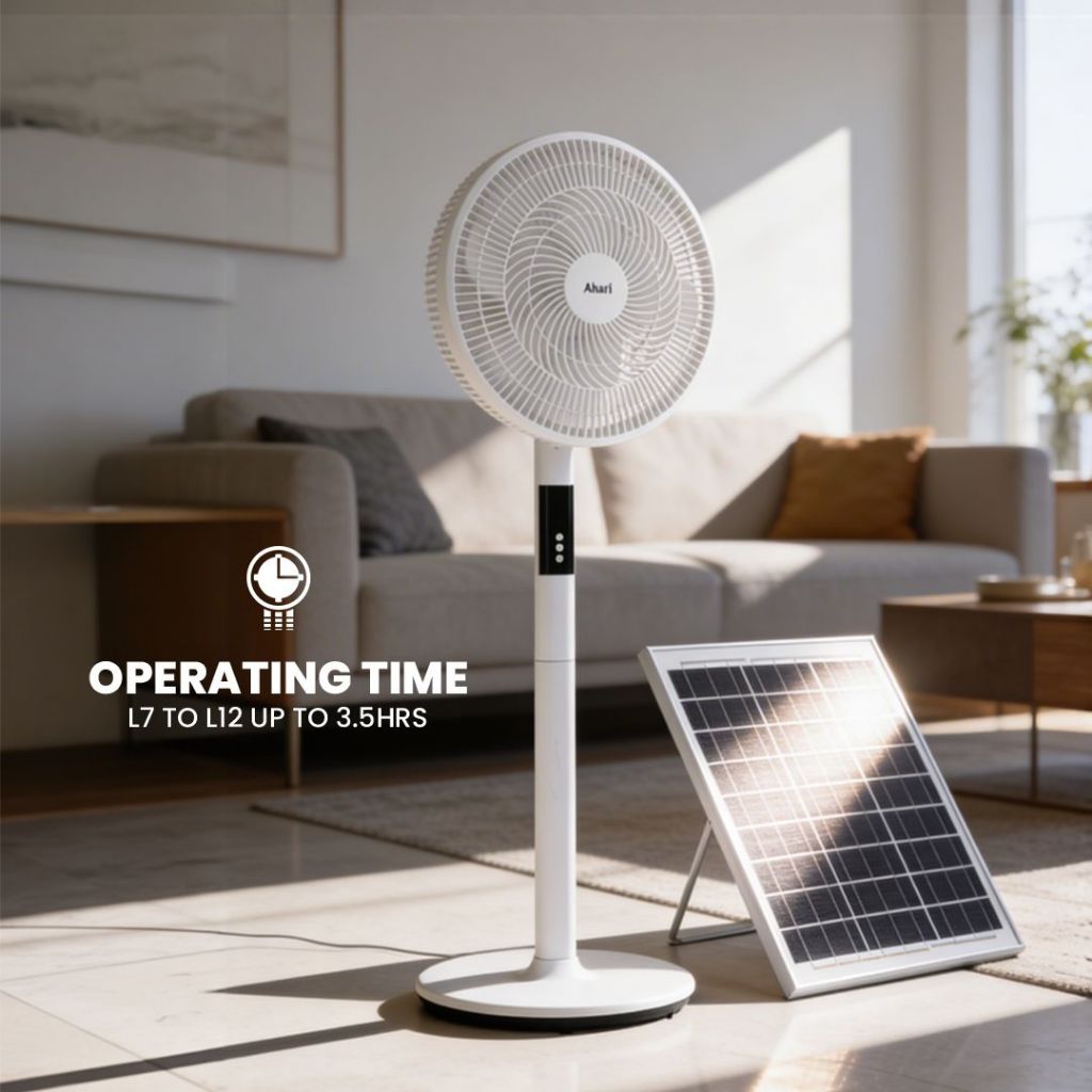 Akari ARSF-S16W Rechargeable Solar Stand Fan |Perfect for Emergency and ...