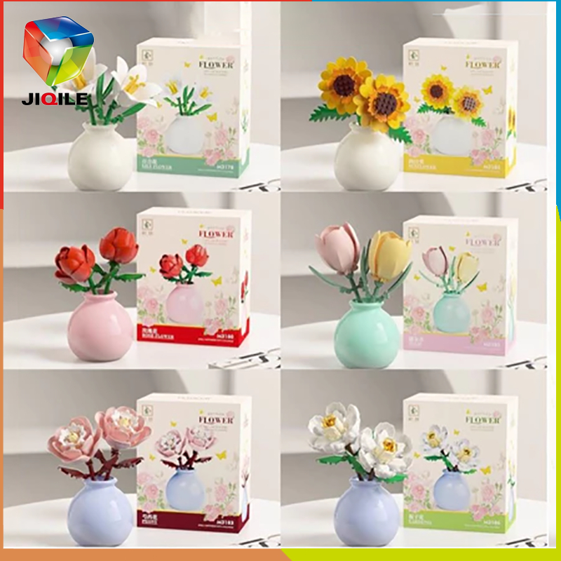 Flower Bouquet Building Blocks Bricks DIY Rose Sunflower Tulip Mother's ...