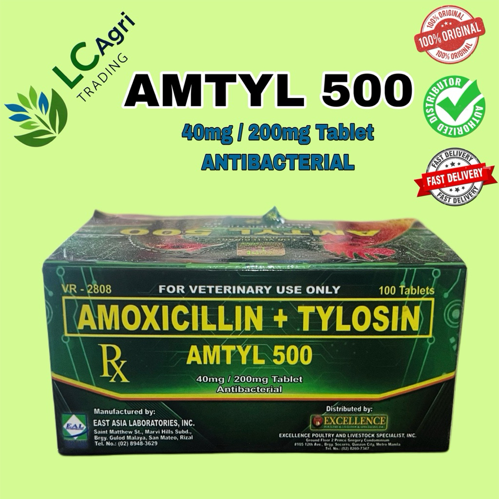 AMTYL 500 AMOXICILLIN + TYLOSIN (100tablets) Gamefowls medication ...