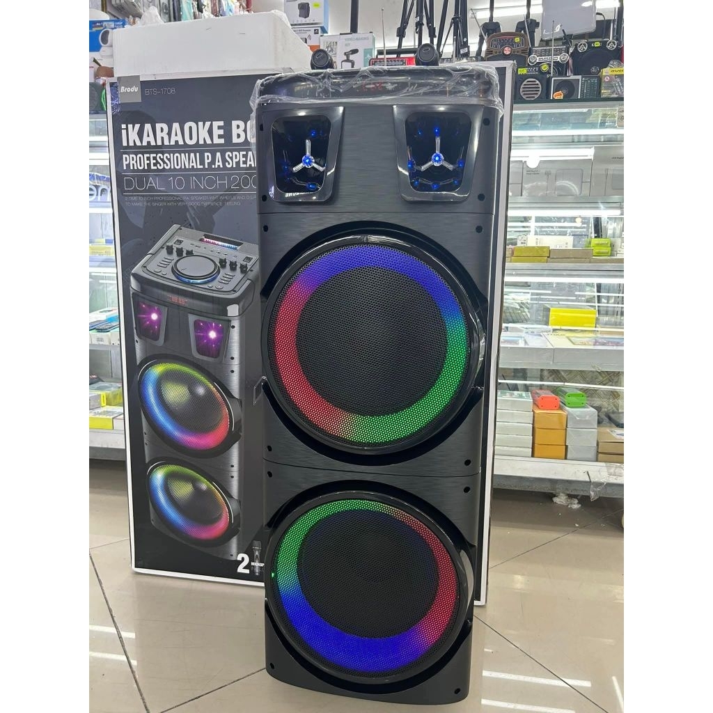 Bluetooth Speaker Brodu BTS-1708 Big Treble Bass Karaoke 2pcs Digital ...