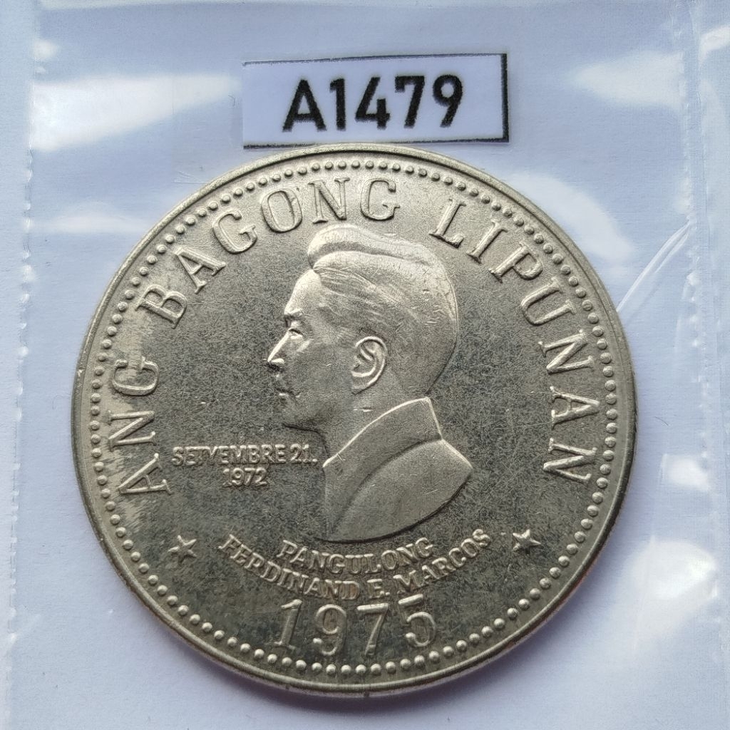 A1479 1975 5 PISO MARCOS NICKEL PHILIPPINE COIN | Shopee Philippines