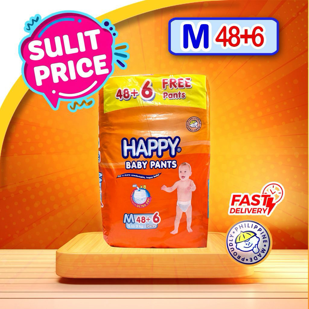 Happy Baby Pants Diapers MEDIUM 48’s (+6 free) | Shopee Philippines
