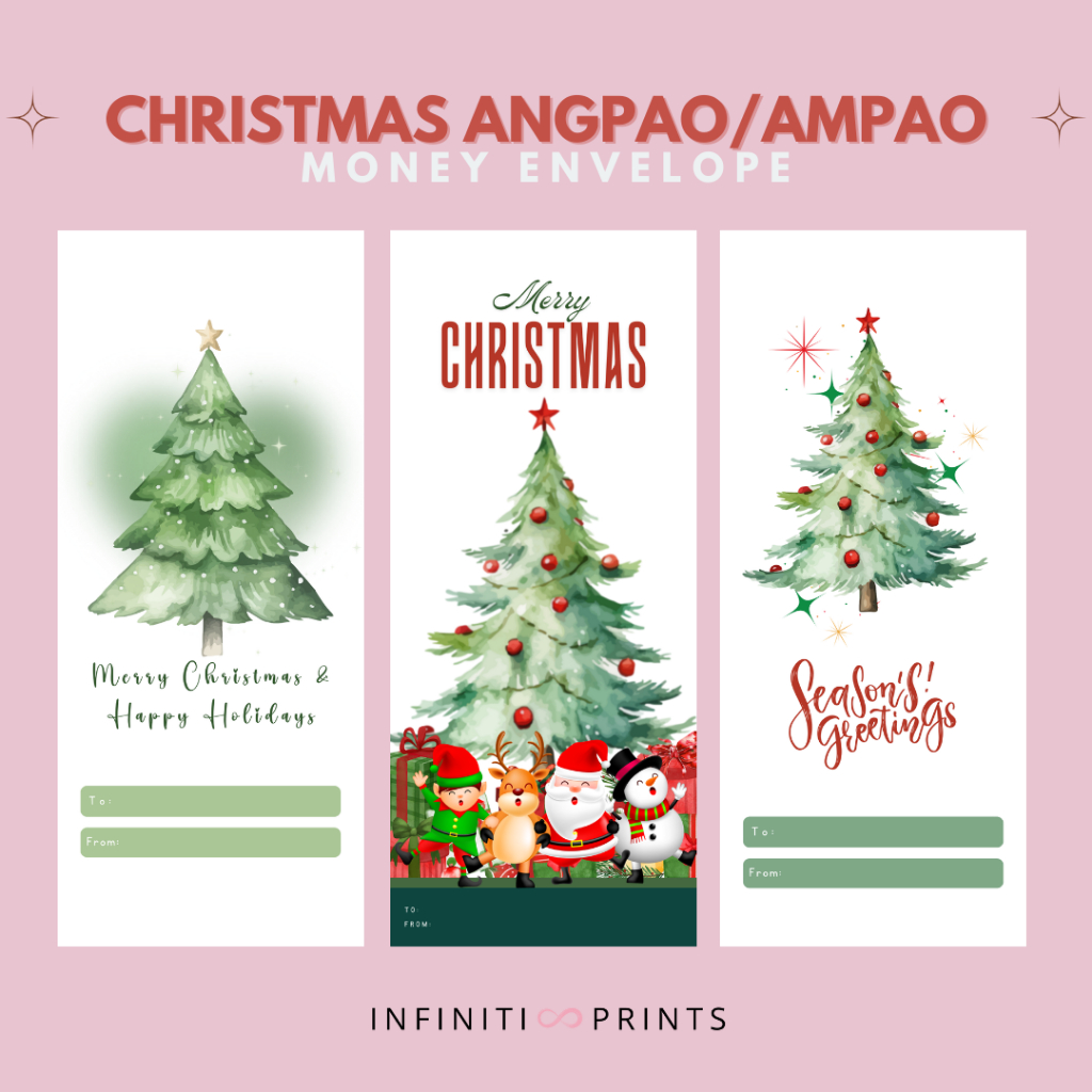 5 pcs & 10 pcs Personalized Christmas Angpao Money Envelope Ampao ...