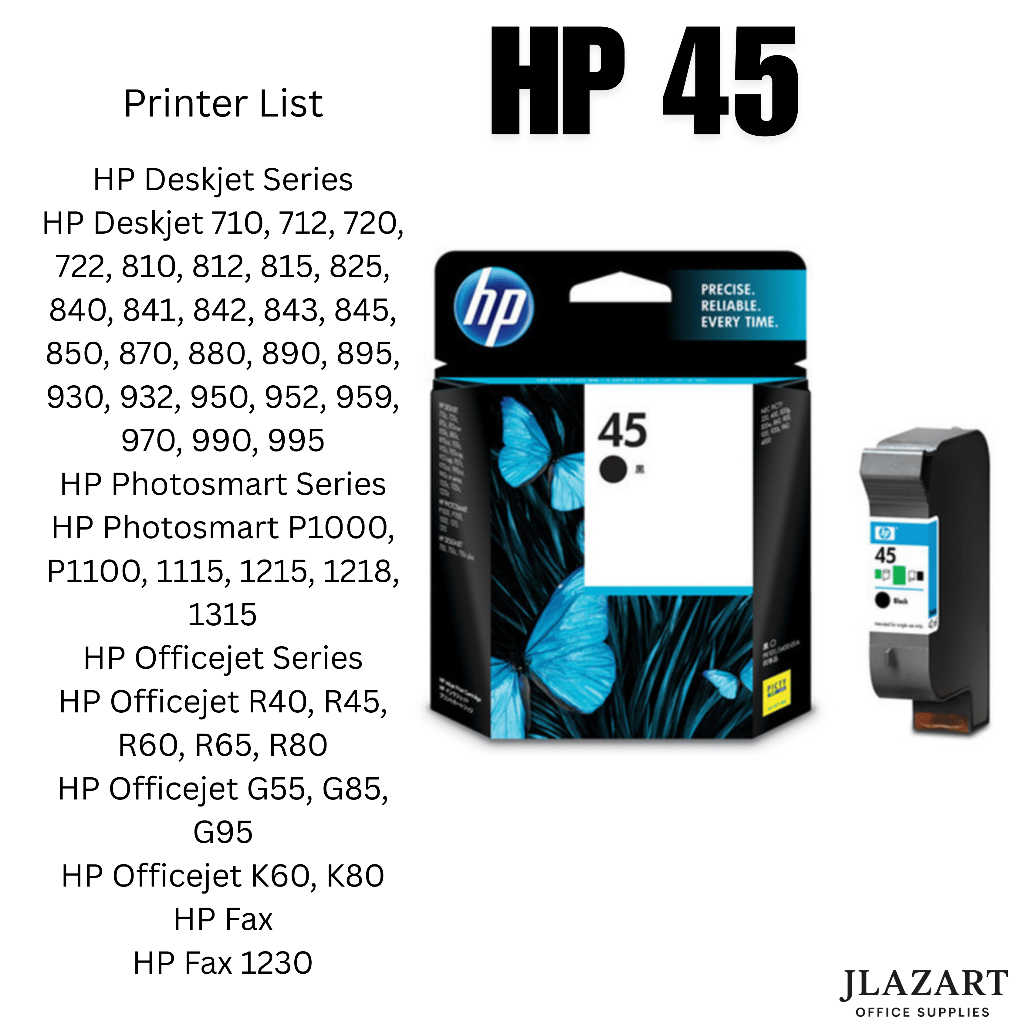 HP 45 Black Original Ink Cartridge – Genuine HP Ink for Deskjet ...