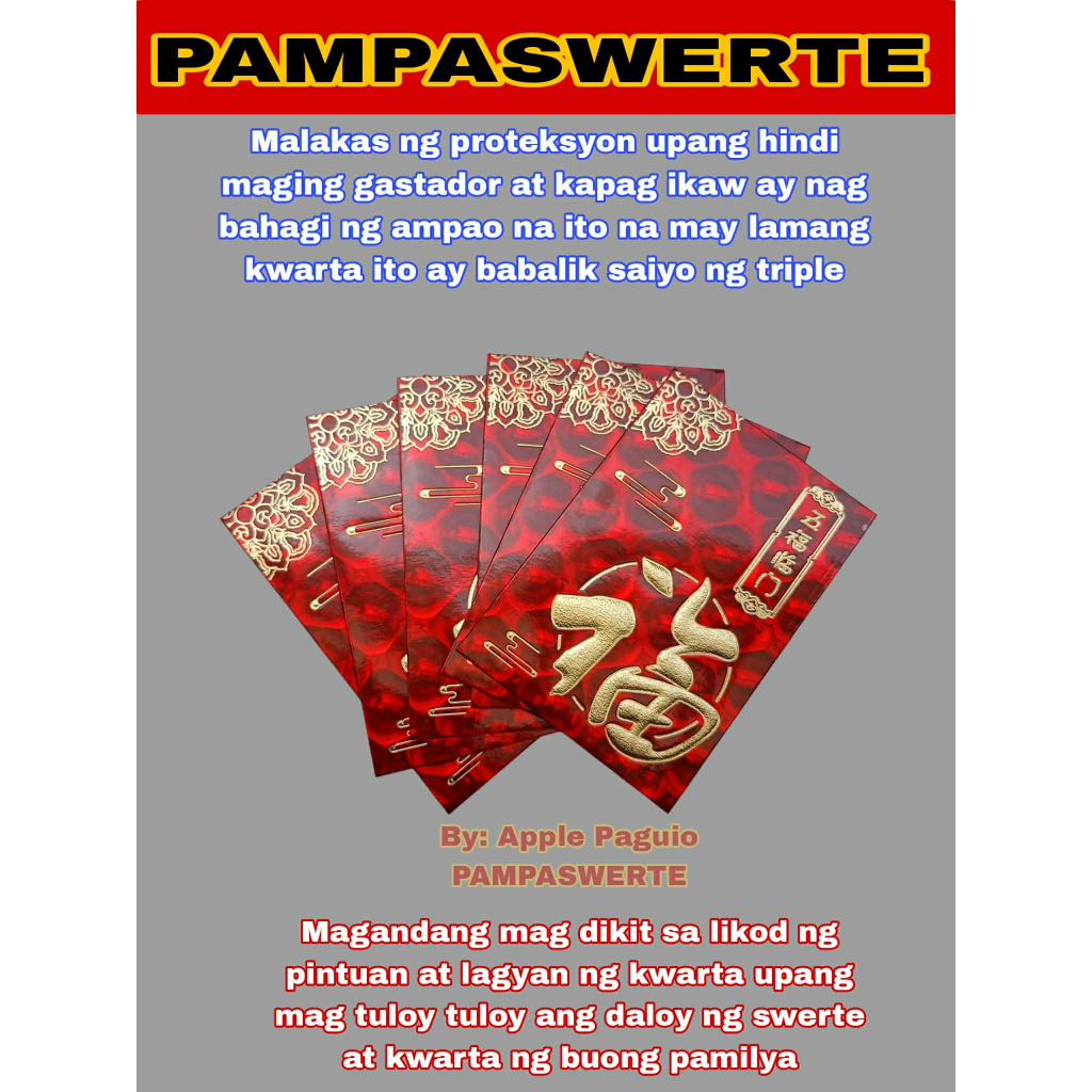 Fengshui Red Lucky Ampao with Mantra Blessed (6Pcs) By: Apple Paguio ...