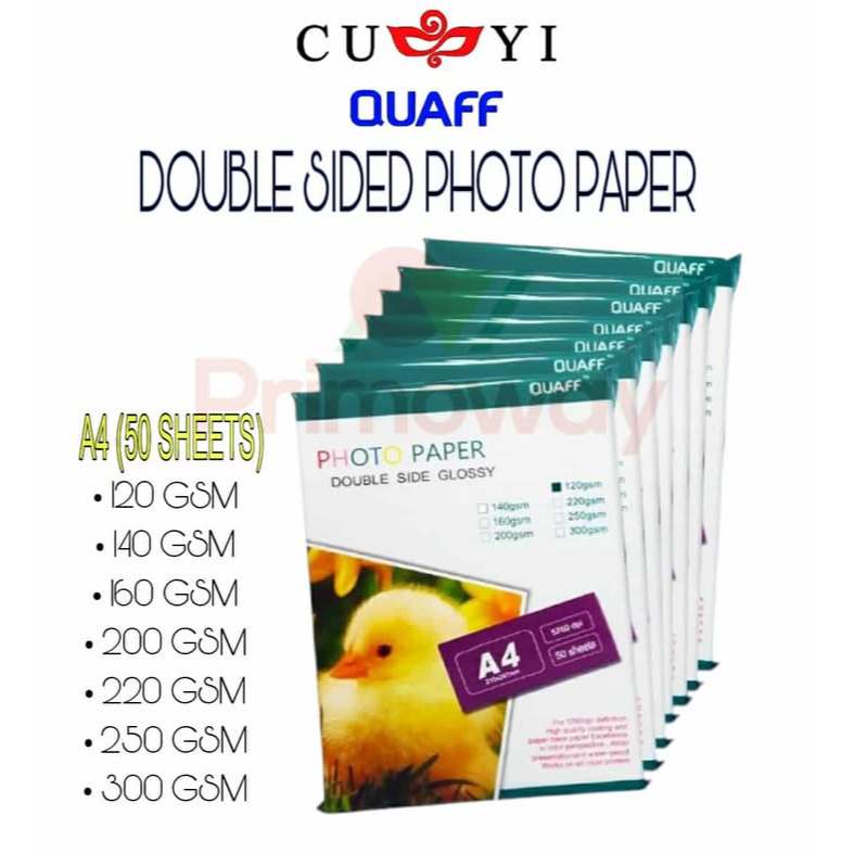 QUAFF Double Sided Glossy Photo Paper A4 Size (50sheets/pack) | Shopee ...