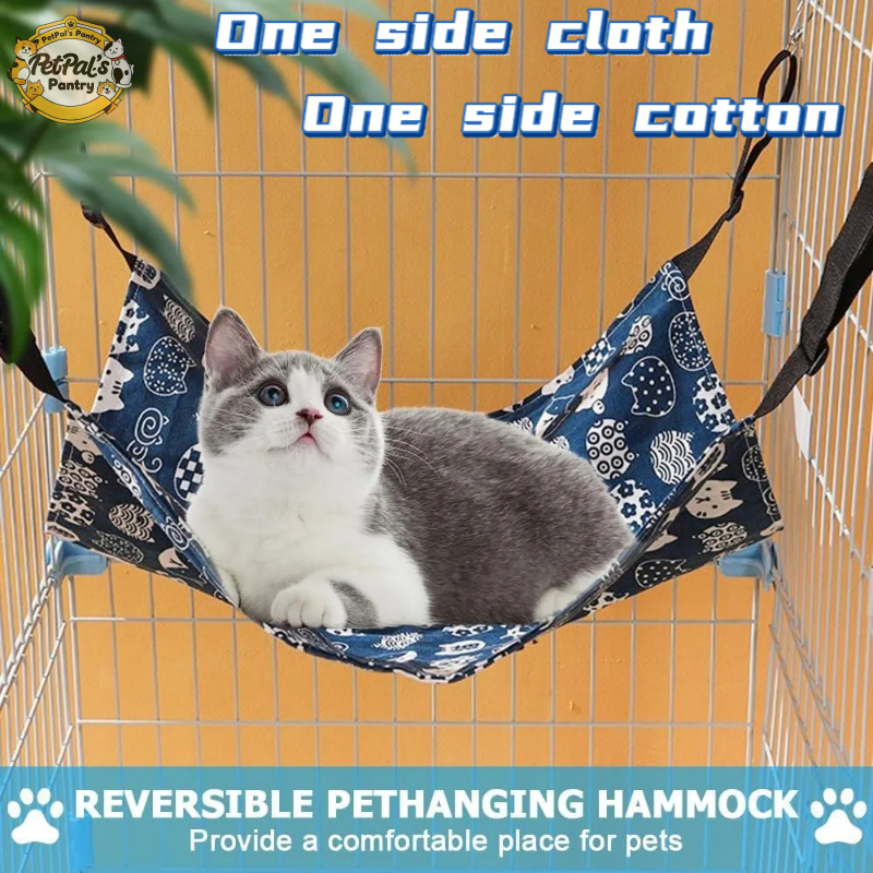 Pet Hammock Adjustable Straps Double Sided Cat&Dog Hammock Pure Cotton ...