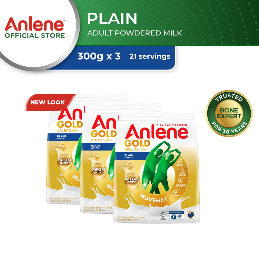 Anlene Gold Movemax Adult Milk Powder Plain 300G x3 | Shopee Philippines