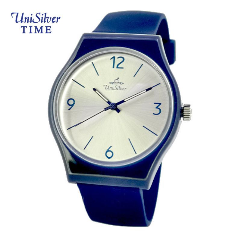 UniSilver TIME UniSex Navy Blue / Silver Analog Rubber watch KW3082 ...
