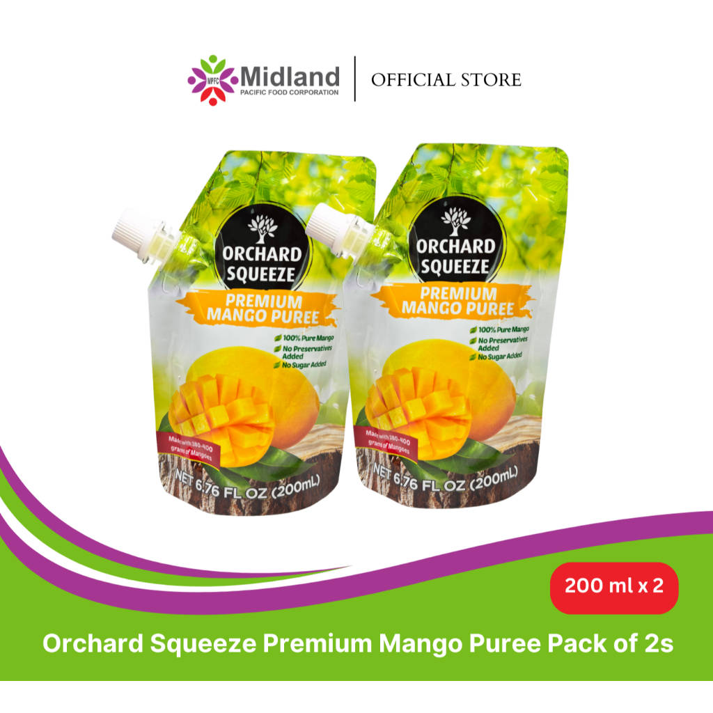 Orchard Squeeze Premium Mango Puree 200ml Pack of 2s | Shopee Philippines