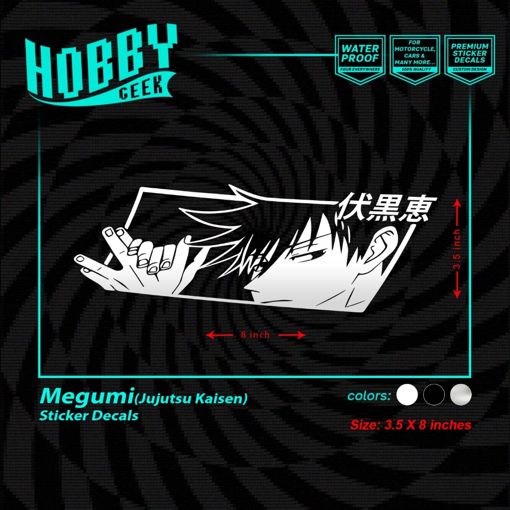 JUJUTSU KAISEN MEGUMI Anime Waterproof Decal Sticker (For Moto&Car ...