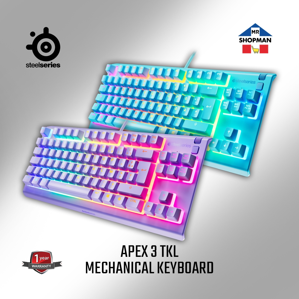 SteelSeries Apex 3 TKL Aqua | Lavander Gaming Mechanical Keyboard ...