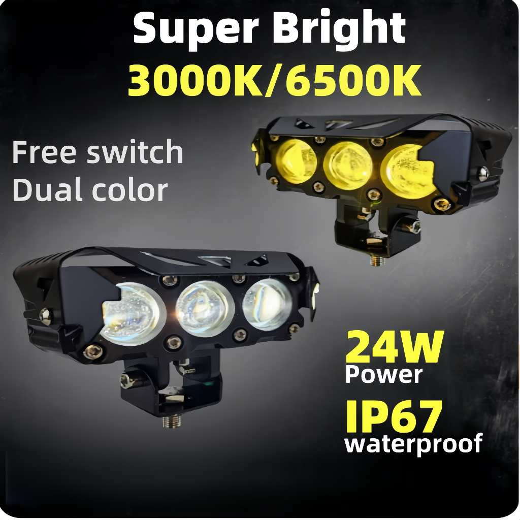 Motorcycle LED Driving Lights Super Bright 3 LED High Low Beam ...