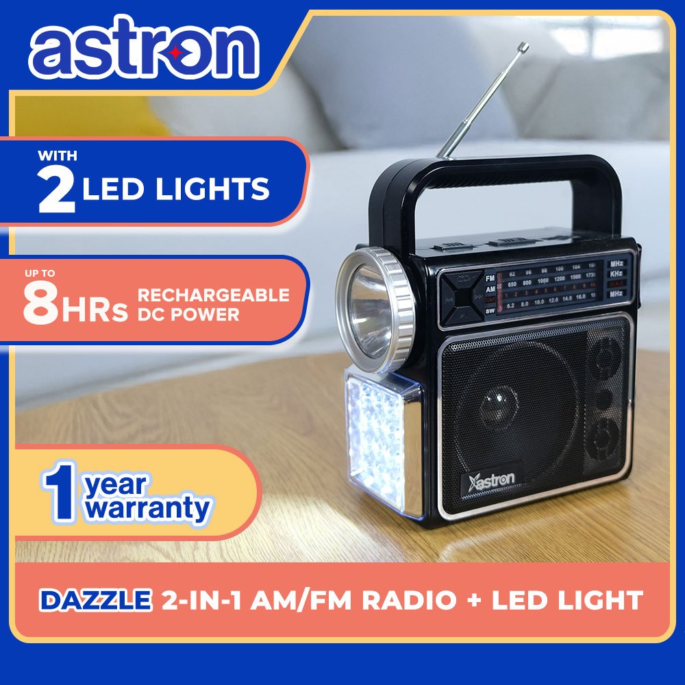 Astron DAZZLE Radio | 2in1 AM/FM RADIO + LED Light | Rechargeable | LED ...