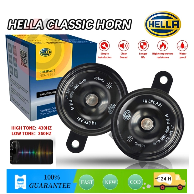 HELLA Horn Motorcycle Car Horn Set 360Hz / 430Hz 111dB 12V Universal ...
