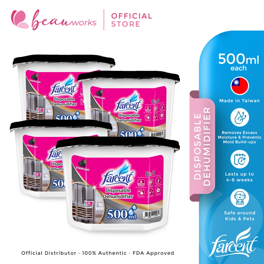 Farcent Disposable Dehumidifier - Charcoal Set of 4 (500ml each ...
