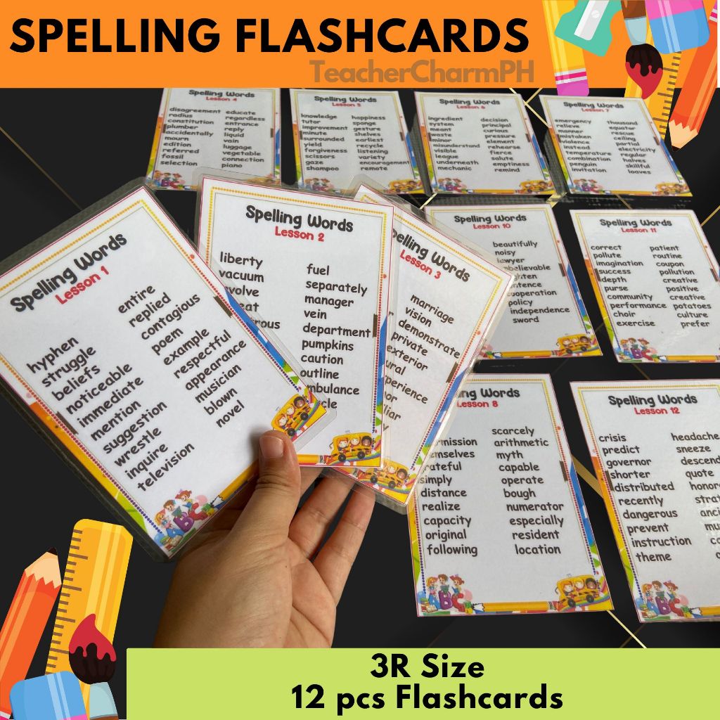 Spelling Laminated Educational Flashcards | Shopee Philippines