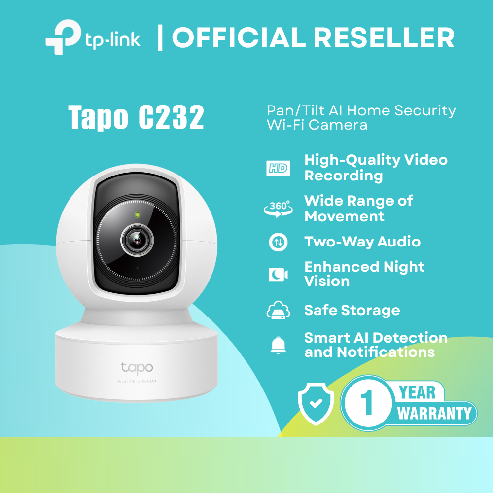 TP-Link Tapo C232 3K 5MP Pan/Tilt AI Wi-Fi Home Security Camera / Night ...