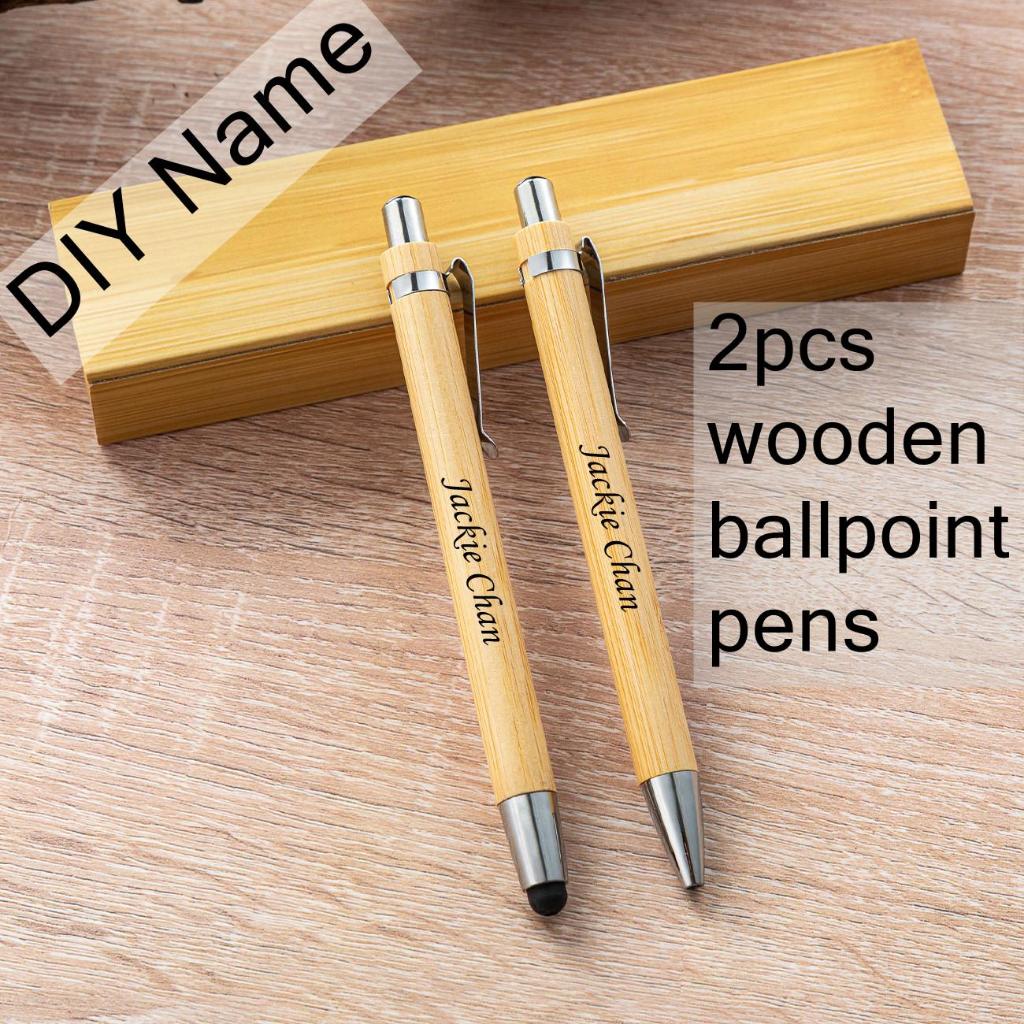 Corporate Giveaway – Personalized Wooden Ballpoint Pens 2pcs with Logo ...