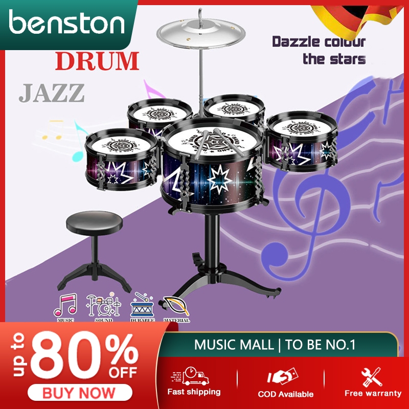 Jazz Drum Kids Set Musical Toy with 5 Drums and Stool - Educational ...