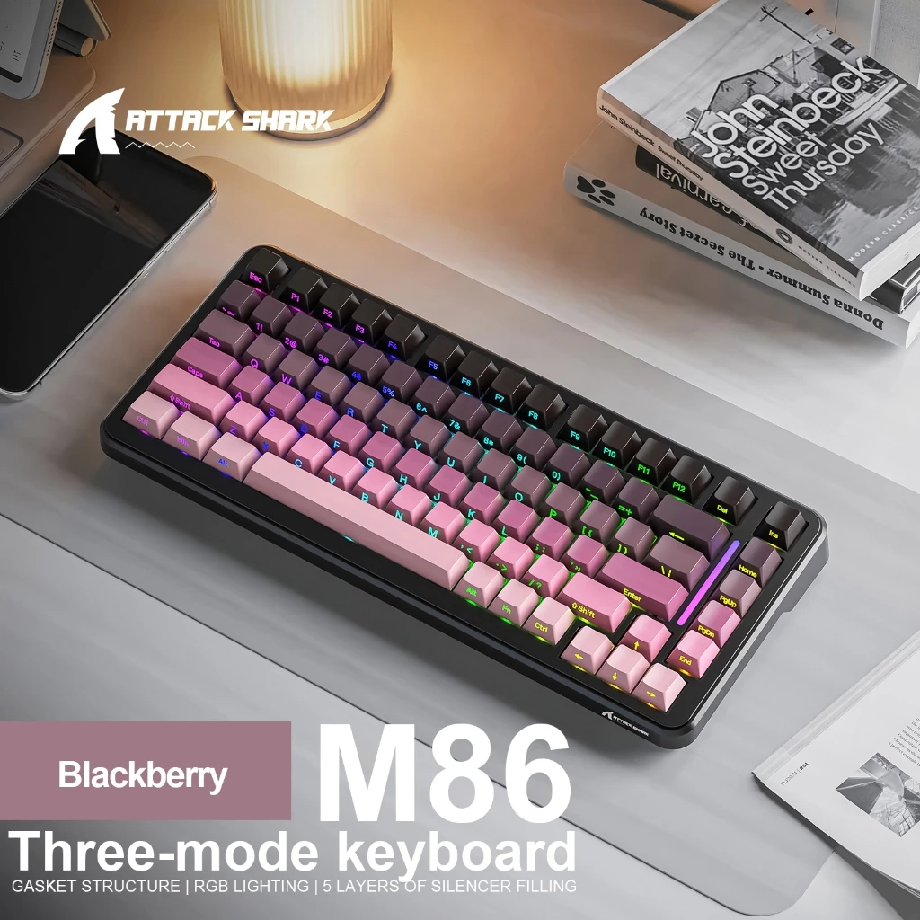 Attack Shark M86 STAR 80-Key Mechanical Keyboard RGB Wireless Bluetooth ...