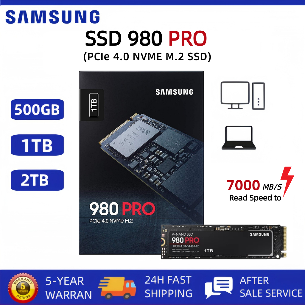 Samsung 980 PRO SSD 500GB 1TB 2TB NVMe M.2 SSD for pc Internal Solid ...