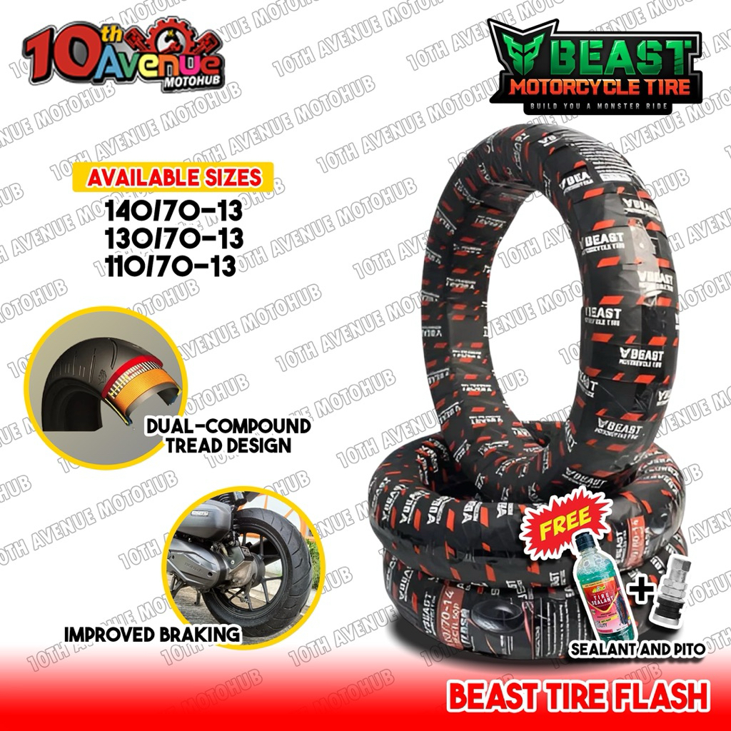 BEAST TIRE FLASH by 13 (free sealant & tire valve) | Shopee Philippines