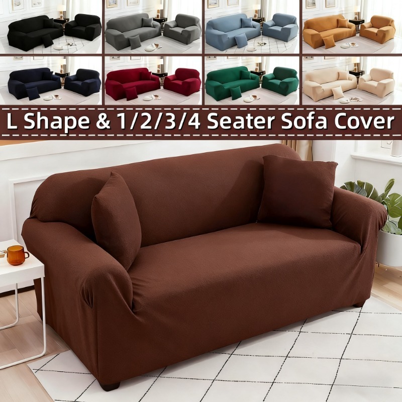 Sofa Cover Stretchable Universal L Shape Sofa Cover Set Seat Cover 1/2 ...