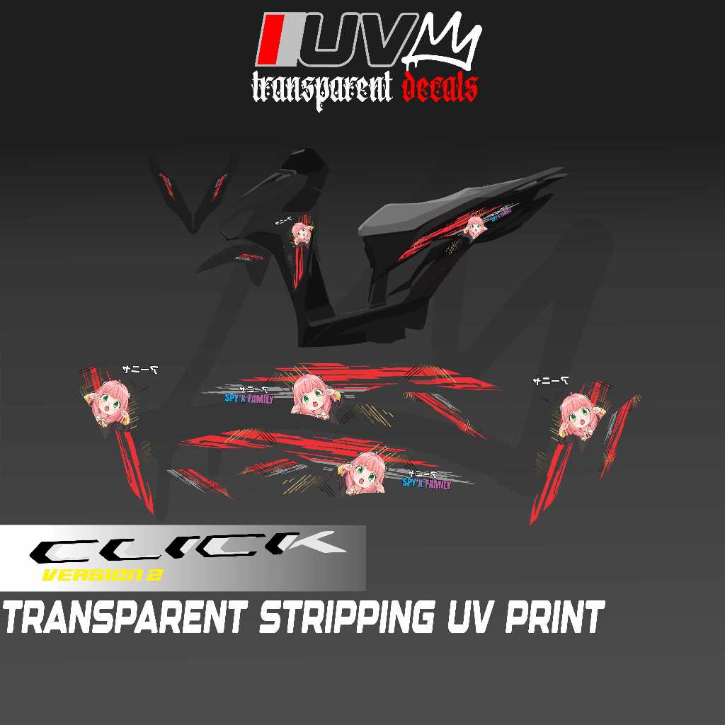 transparent click v2 STRIPING ANYA design decals | Shopee Philippines