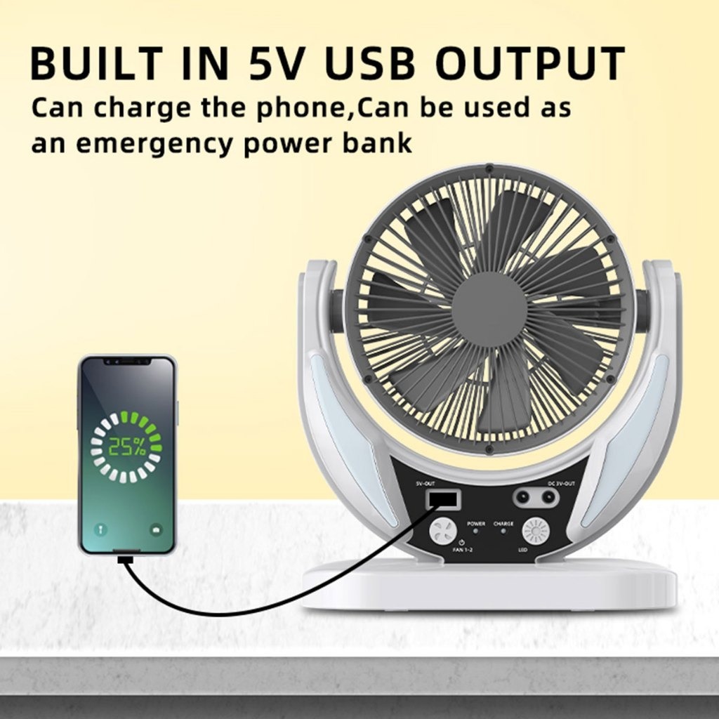 POWERPH 12 Inch 16 Inch Rechargeable Solar and Electric Desk Fan Combo ...