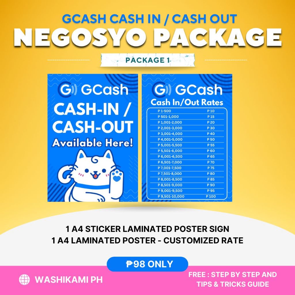 GCash Cash-in Cash-out Rates Signage & Poster | Shopee Philippines