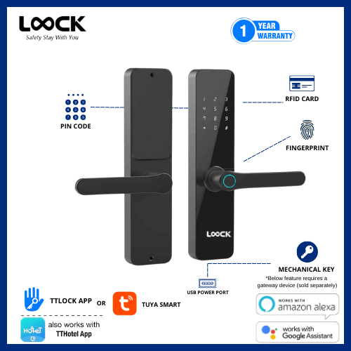 LOOCK B02 TTLOCK TUYA Smart Digital Door Lock Airbnb Hotel smart home ...