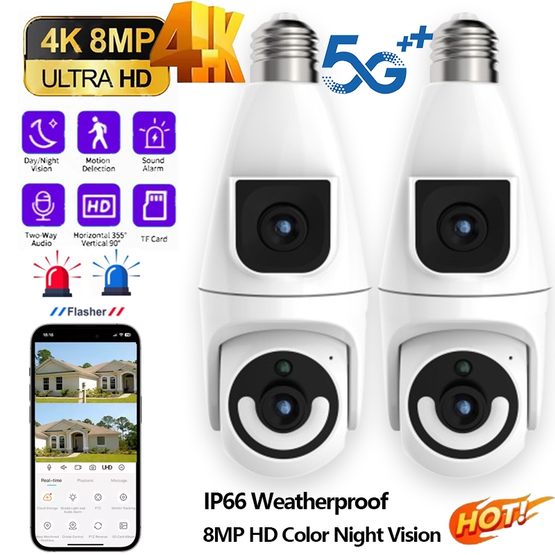 CCTV Camera Dual Lens Outdoor Waterproof Connect Cellphone 5G WIFI ...