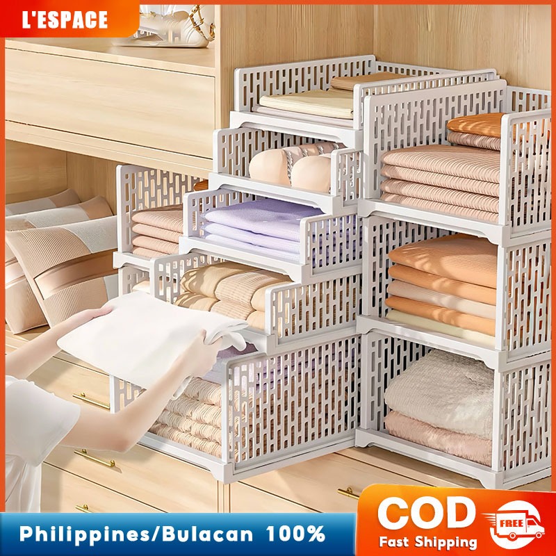 Detachable Wardrobe Organizer Stackable Drawer Storage Basket Plastic ...