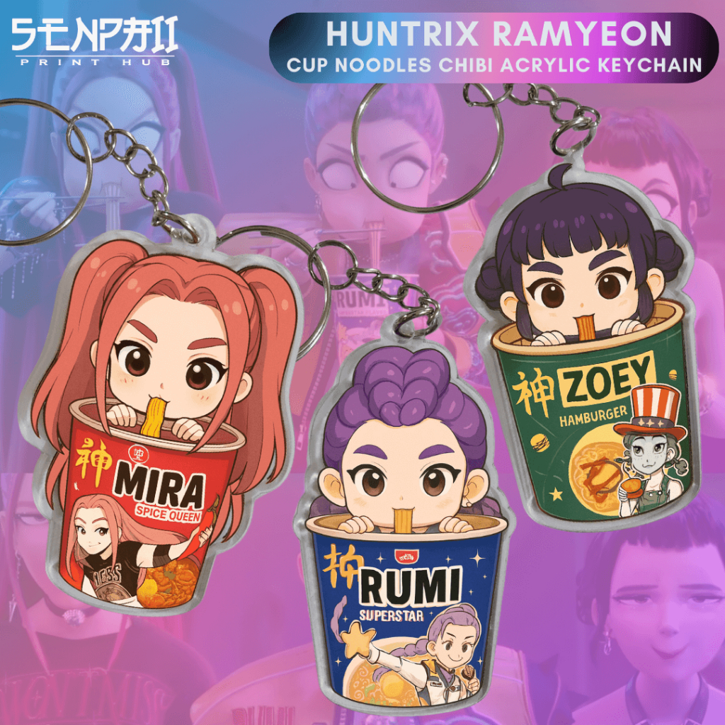 KPOP DEMON HUNTERS | HUNTRIX RAMYEON CUP NOODLES CHIBI ACRYLIC KEYCHAIN ...