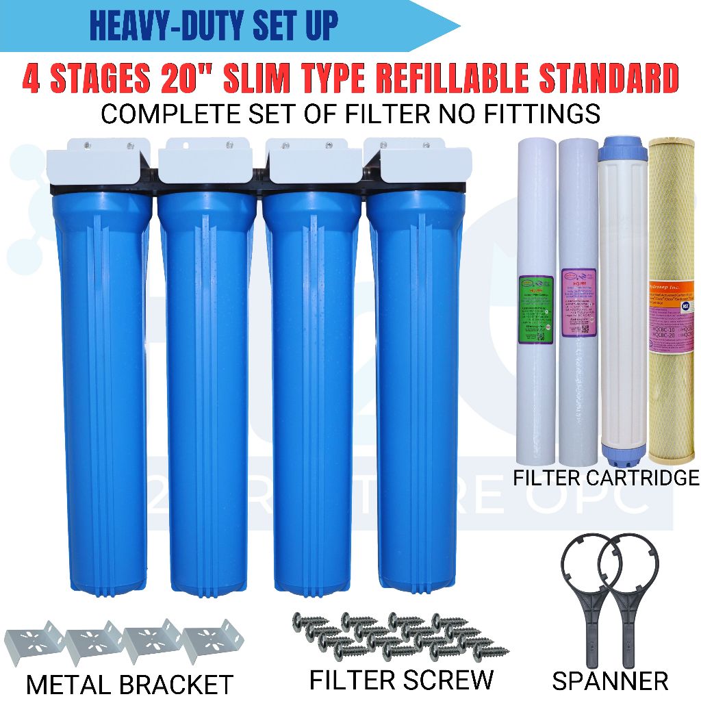 4 Stages Water Filter Refillable Deepwell Standard Heavy Duty Complete ...