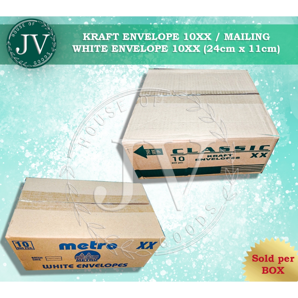 1box Kraft Envelope 10xx / Mailing White Env 10xx ( 24cm x 11cm ...