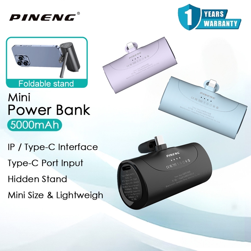Pineng PN738 Mini Portable Power Bank 5000mAh with Cable Type-C Mini ...