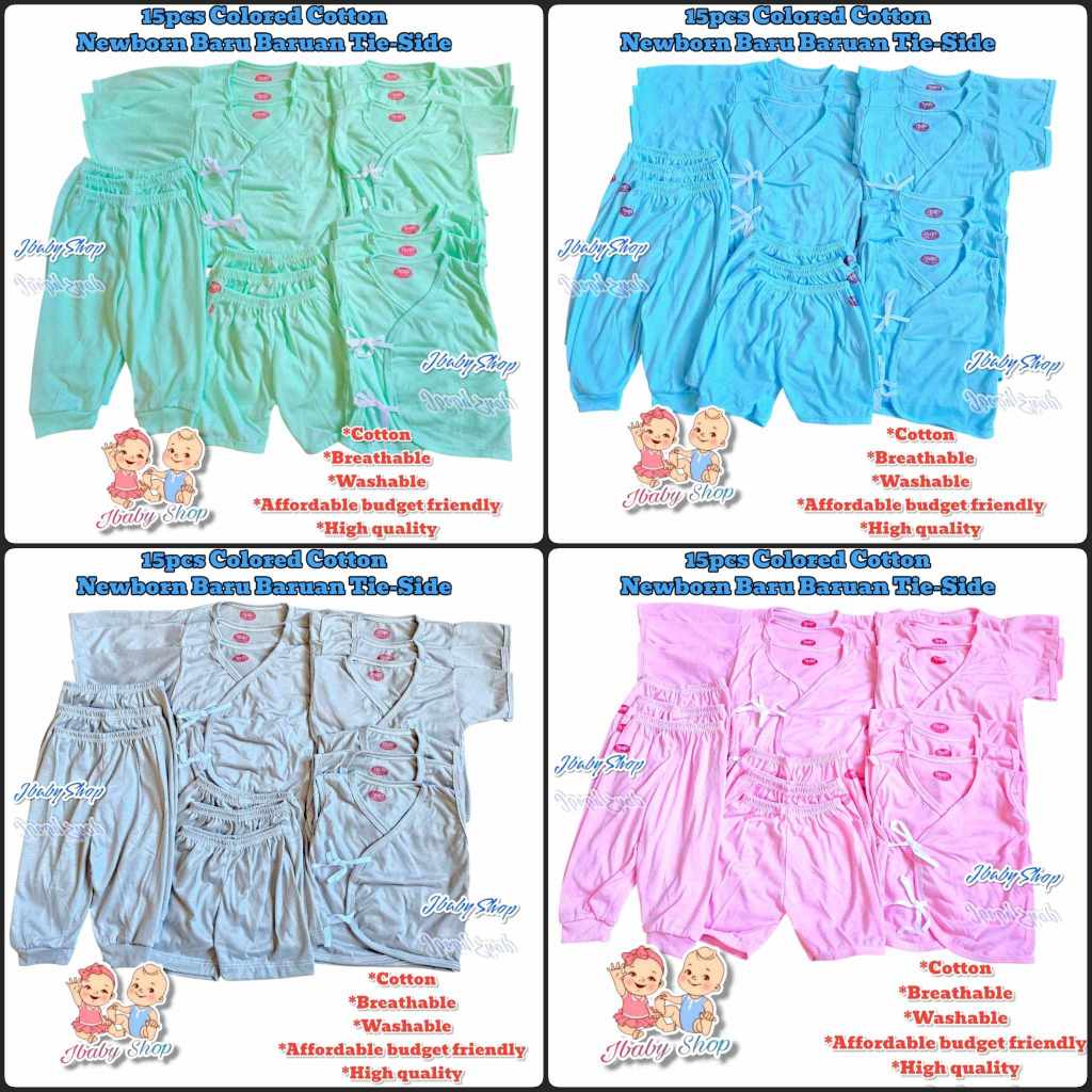 15 pcs Jbaby Newborn Colored Cotton Baru Baruan Tie Side | Shopee ...