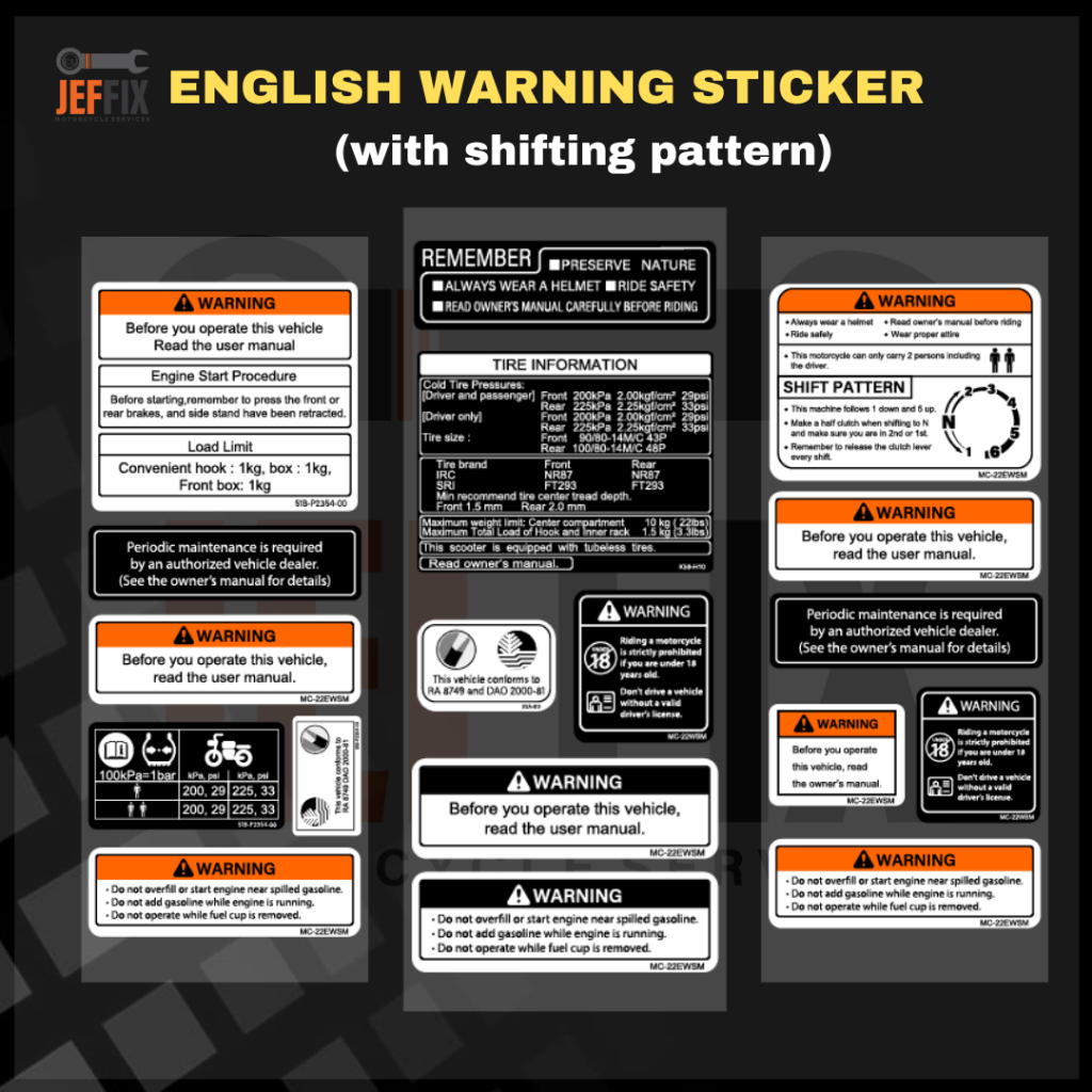 ENGLISH WARNING STICKER with shifting Pattern | Shopee Philippines