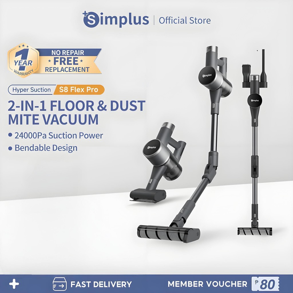 Simplus Cordless Vacuum Cleaner 24000Pa Bendable Design 6 Suction ...