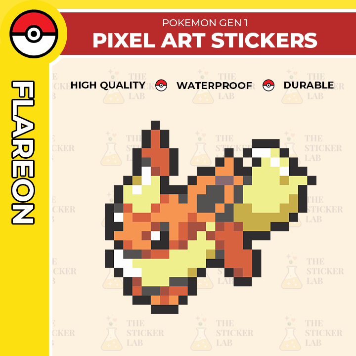 The Sticker Lab - Pokemon Pixel Stickers - #0136 FLAREON (High Quality ...
