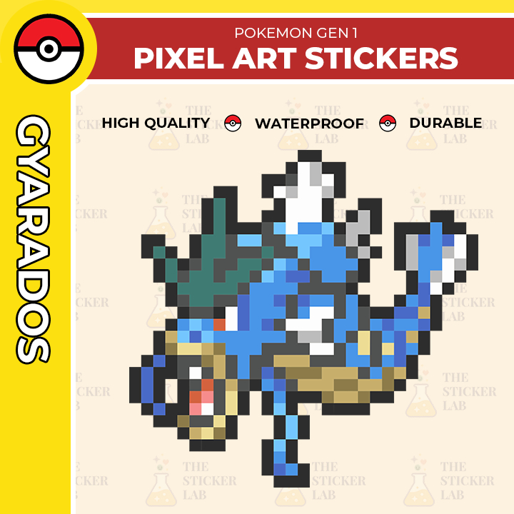 The Sticker Lab - Pokemon Pixel Stickers - #0130 GYARADOS (High Quality ...