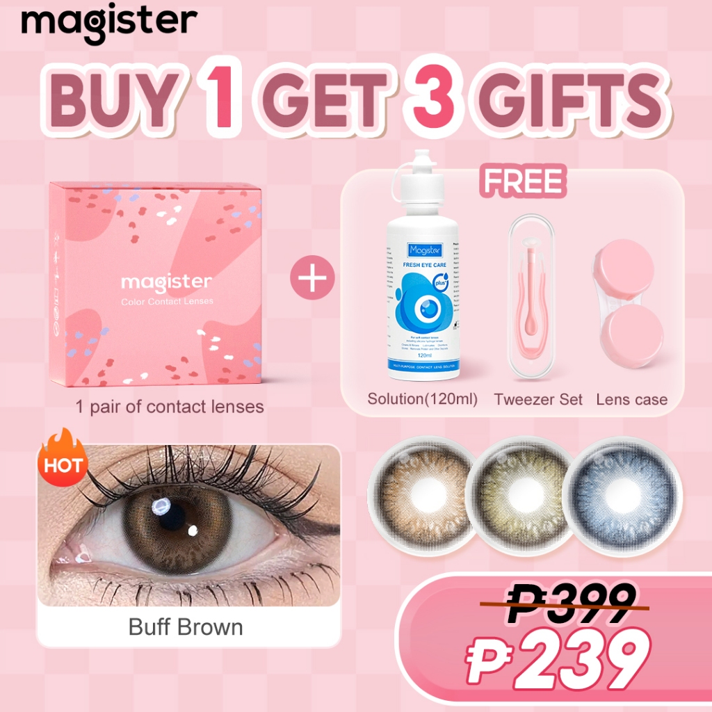 Magister Blush Girl Contact Lens With Solution Buff Brown Shadow Gray ...